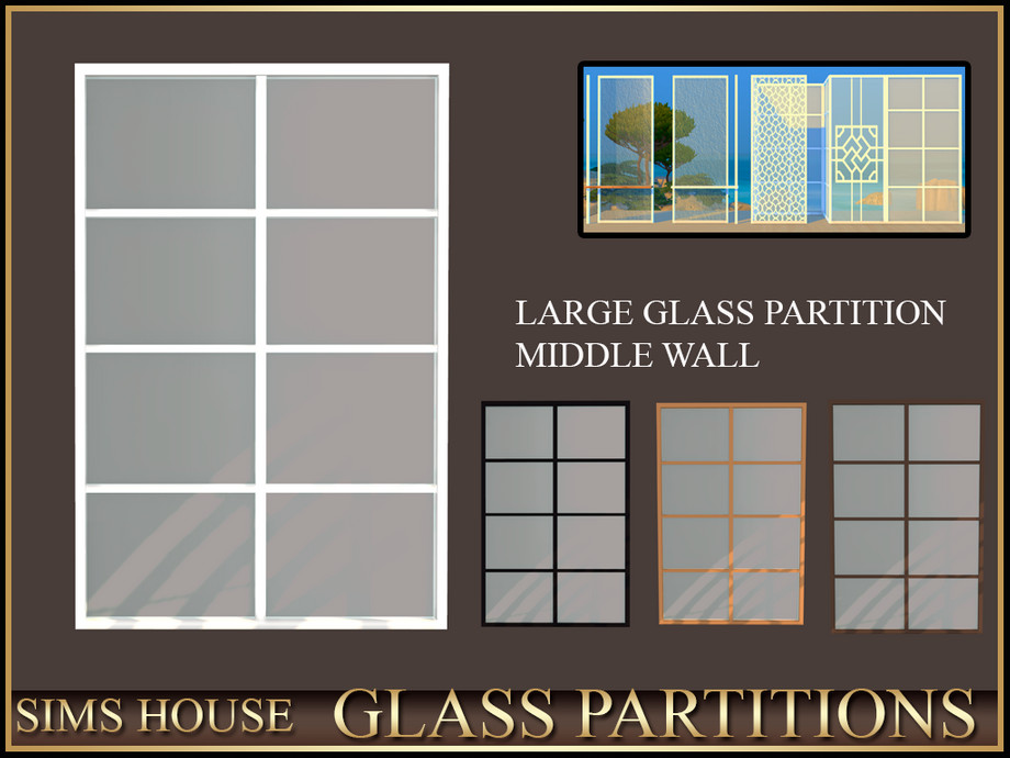 The Sims Resource | Sims House LARGE GLASS PARTITION MIDDLE WALL ...
