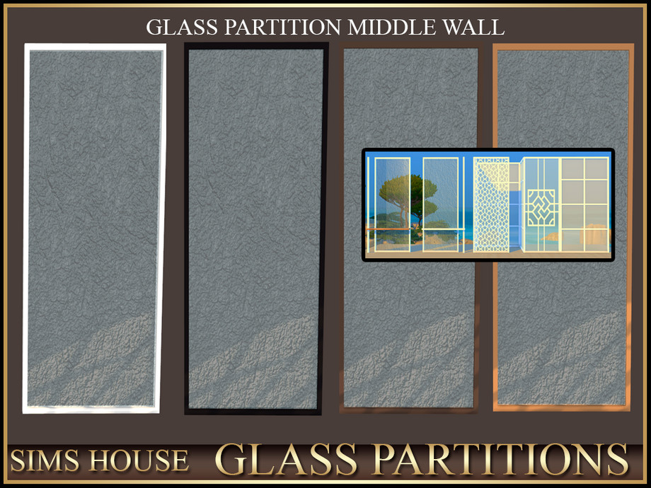 The Sims Resource | Sims House GLASS PARTITION MIDDLE WALL | GLASS ...