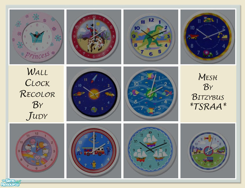 The Sims Resource - Judy Round Clock Set 1