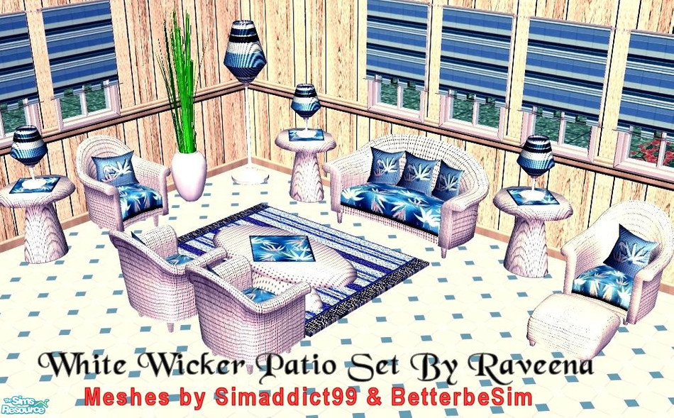 The Sims Resource - White Wicker Patio Set