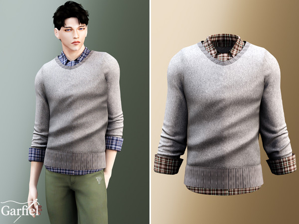 The Sims Resource | Adult - Minimal layered sweater with visible shirt ...