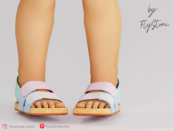 The Sims Resource | Toddler Multicolored Sandals With Cork Soles