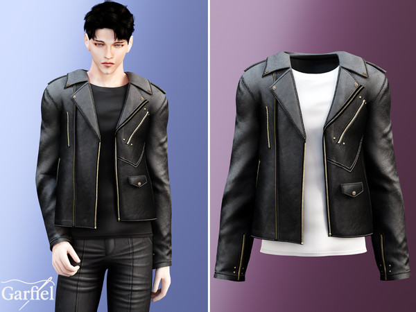 The Sims Resource | Adult - Classic leather jacket with modern fitted ...