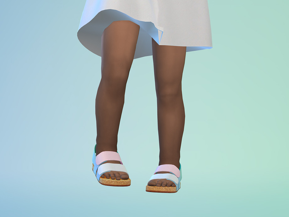 The Sims Resource | Toddler Multicolored Sandals With Cork Soles