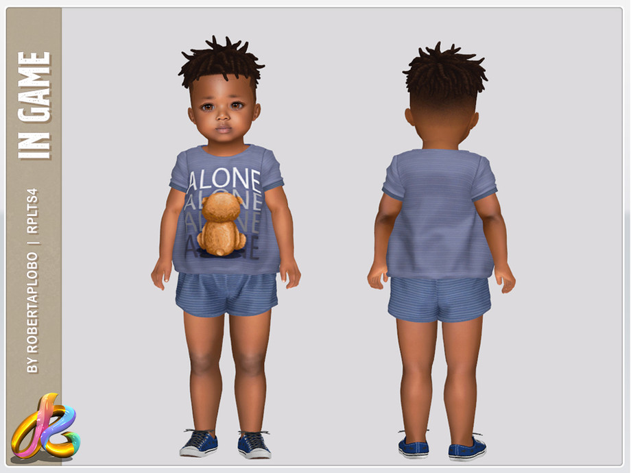 The Sims Resource | 343 - Toddler SET - Boys Fashion Bear Print T-Shirt ...