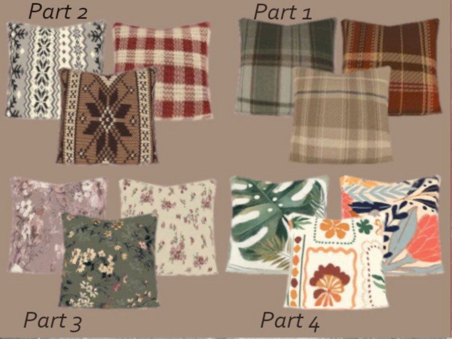 The Sims Resource | Pillows set "Soft Seasons" Autumn, Winter, Spring ...