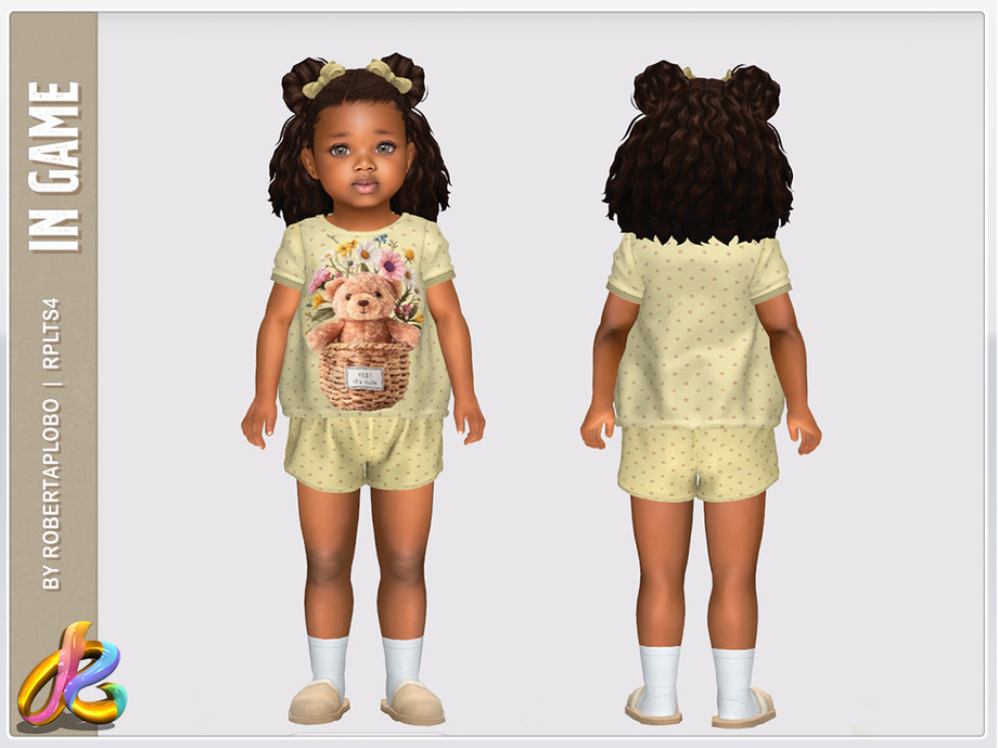 The Sims Resource | 344 - Toddler Girl SET -Teddy Bear Summer Sleepwear