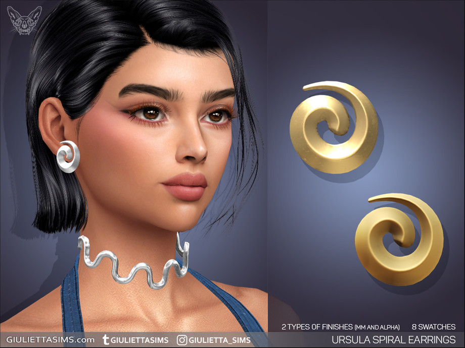 The Sims Resource | Ursula Spiral Earrings