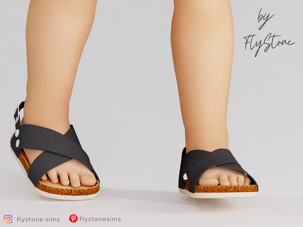 The Sims Resource | Toddler Leather Sandals WIth Cork Soles