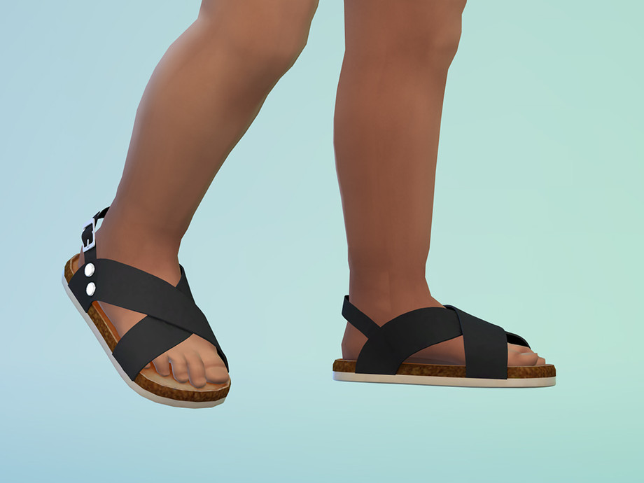 The Sims Resource | Toddler Leather Sandals WIth Cork Soles