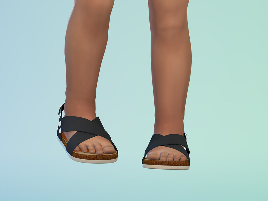 The Sims Resource | Toddler Leather Sandals WIth Cork Soles
