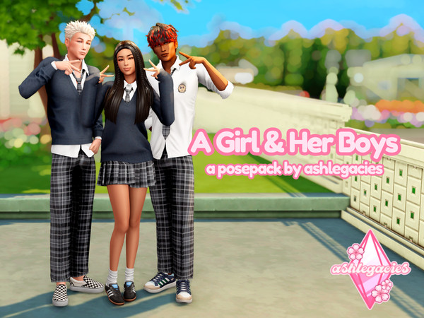 The Sims Resource | A Girl & Her Boys Posepack
