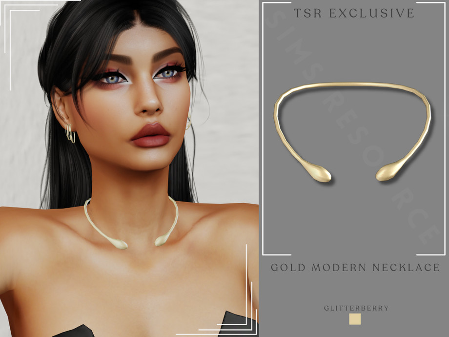 The Sims Resource | Gold Modern Necklace