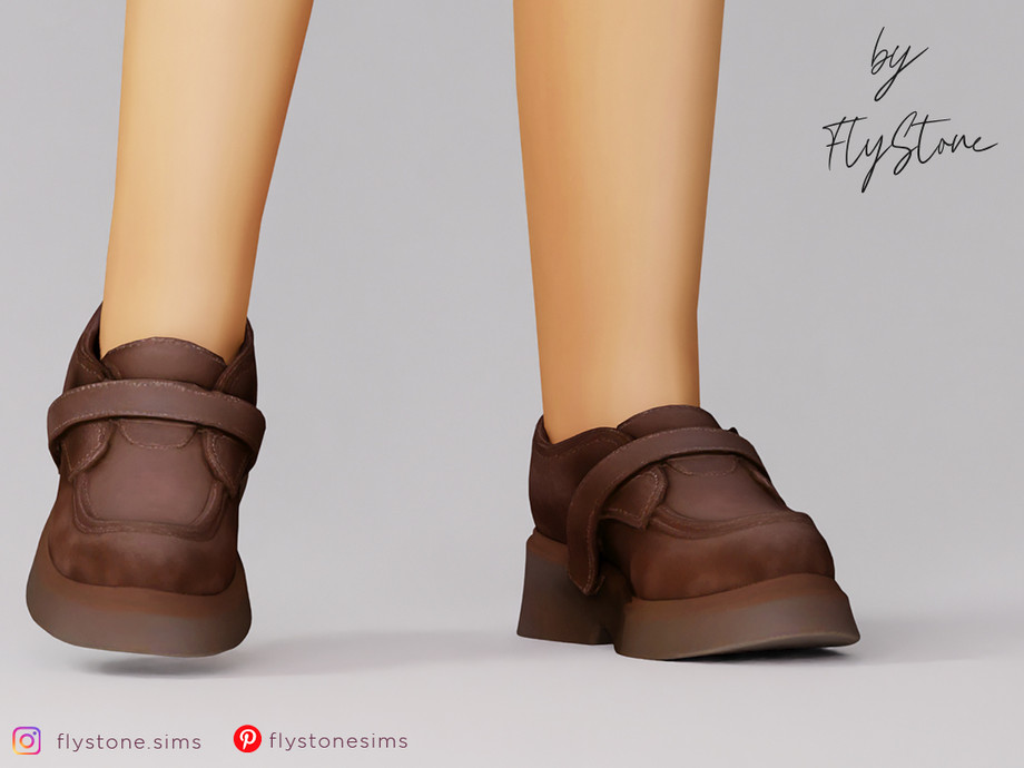 The Sims Resource | Child Strap Casual Loafers On Thick Sole
