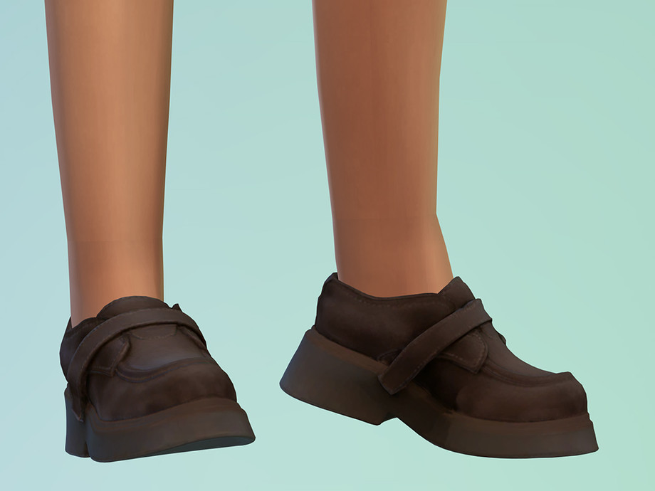 The Sims Resource | Child Strap Casual Loafers On Thick Sole