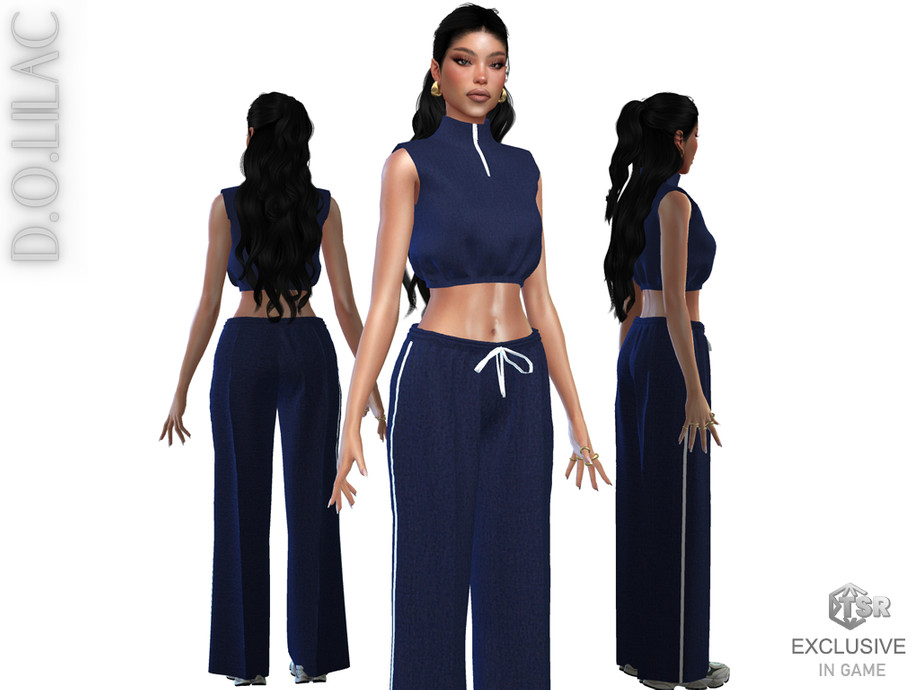 The Sims Resource | Sleeveless Zip Crop Tracksuit Set DO158