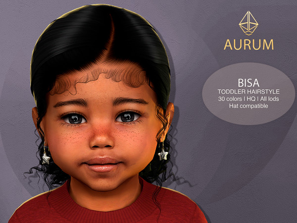 The Sims Resource | Aurum - Bisa curly low bun with edges (toddler ...