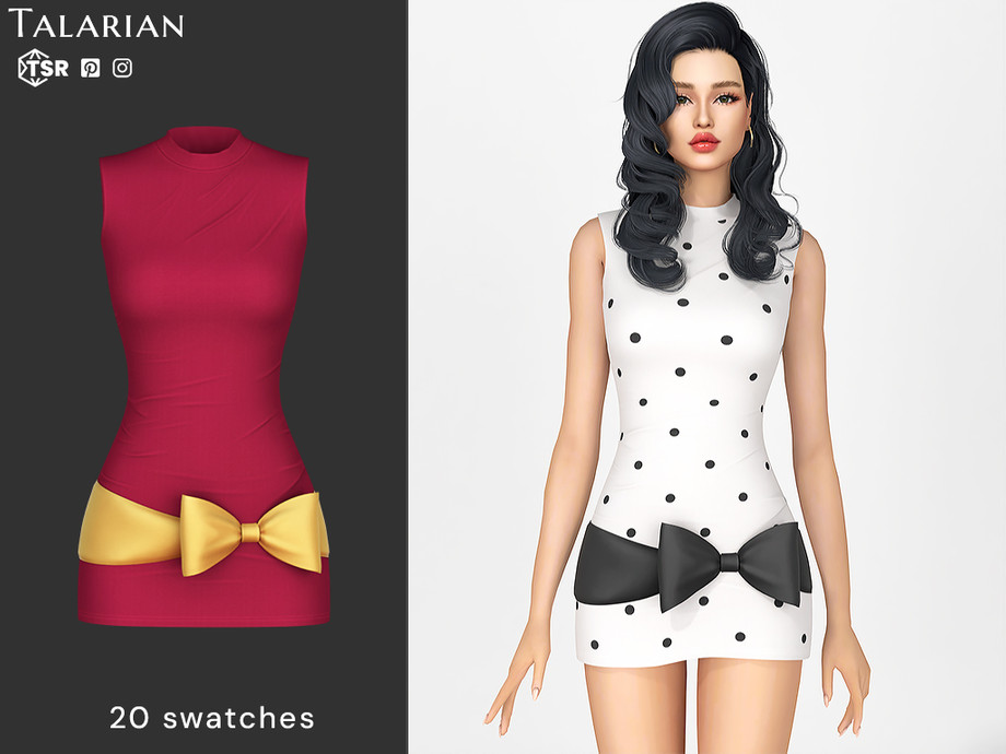 The Sims Resource | Estelle Bow Mini Dress