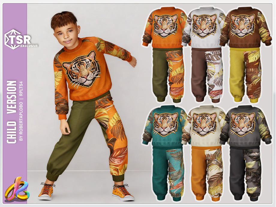 The Sims Resource | 347 - Child Boy SET -Tiger Style Cozy Outfit