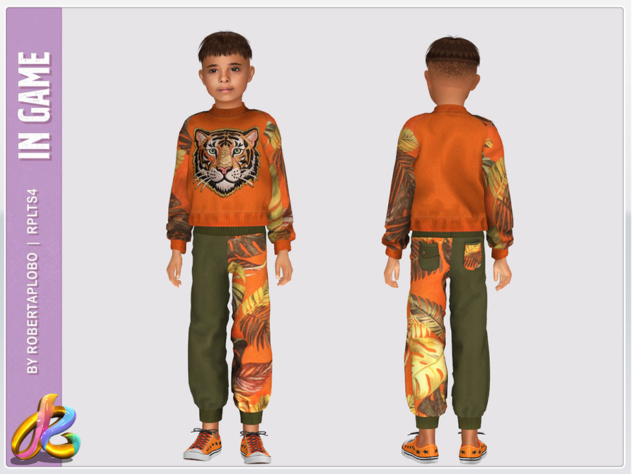 The Sims Resource | 347 - Child Boy SET -Tiger Style Cozy Outfit