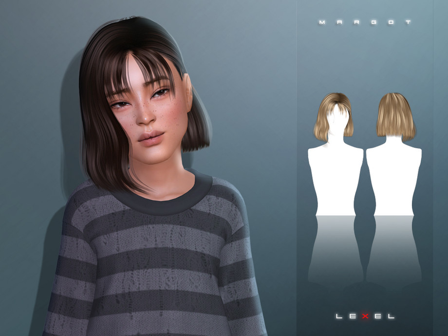 The Sims Resource | LEXEL - Margot messy wavy bob with bangs (child ...