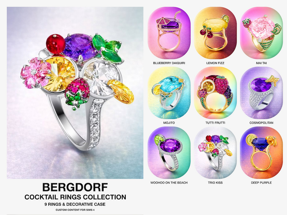 The Sims Resource | Bergdorf - Cocktail Rings (Trio Kiss)
