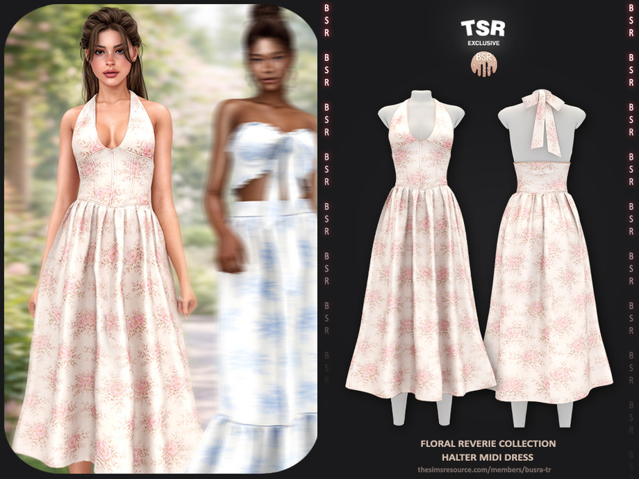 The Sims Resource | (busra-tr) Floral Reverie Collection - 2 Halter ...