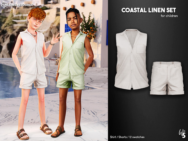 The Sims Resource | Coastal Linen Set for children