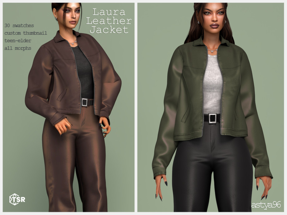 The Sims Resource | Laura Leather Jacket and Pants