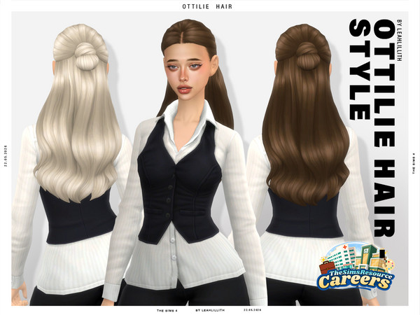 The Sims Resource | Careers Collection Ottilie Half-Up Bun Hairstyle