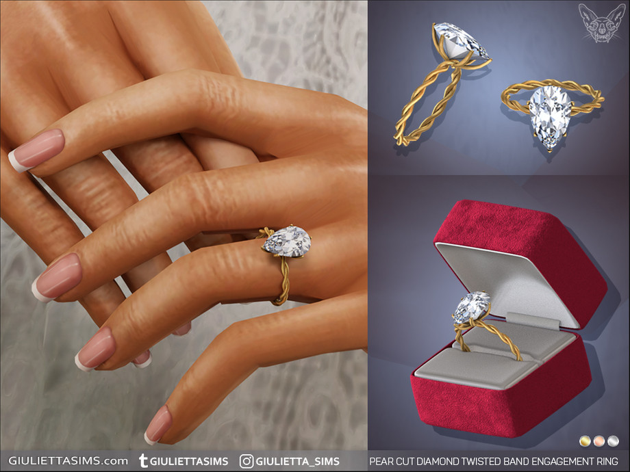 The Sims Resource | Pear Cut Twisted Band Engagement Ring