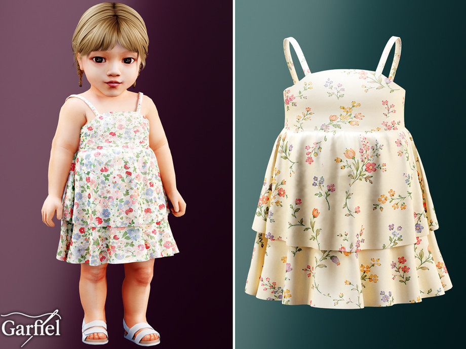 The Sims Resource | Infant - Soft floral layered sundress for warm ...