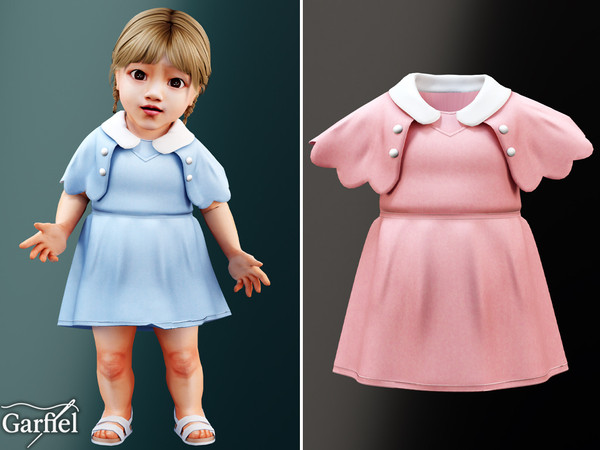 The Sims Resource | Infant - Peter pan collar dress with scalloped cape ...