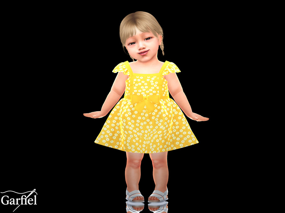 The Sims Resource | Infant - Floral bow dress with flutter sleeve charm