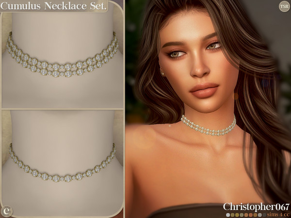 The Sims Resource | Cumulus Necklace Set - Diamond Tennis Chain Chokers