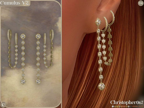 The Sims Resource | Cumulus Earrings V2 - Diamond Layered Dangle Hoop ...