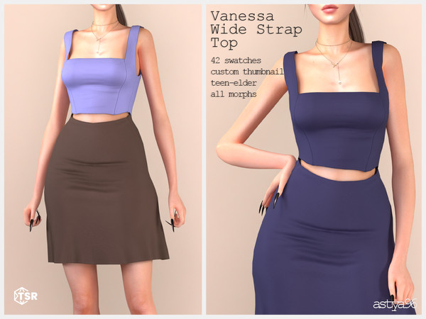 The Sims Resource | Vanessa Wide Strap Top