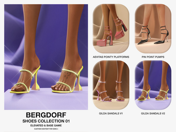 The Sims Resource | Bergdorf - Gilda Sandals V2