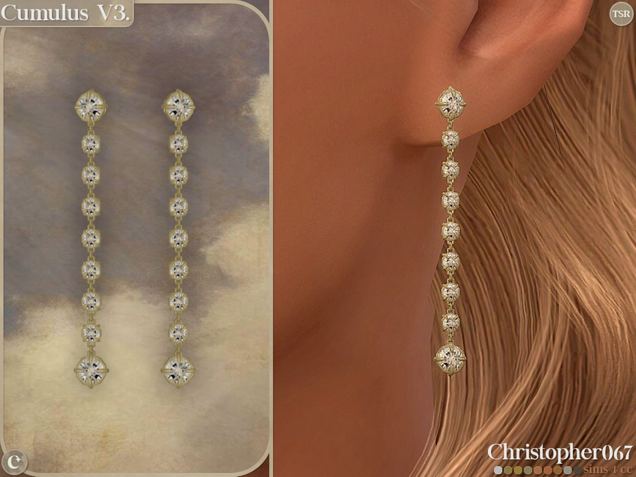 The Sims Resource | Cumulus Earrings V3 - Diamond Dangle Earrings