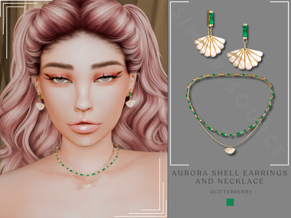 The Sims Resource | Glitterberrysims- Aurora Shell Earrings