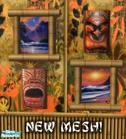 The Sims Resource | Sim Tiki - Bamboo Frames & Tiki Masks