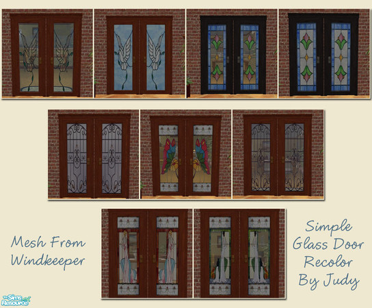 The Sims Resource | Judy Simple Glass Door Recolor Set