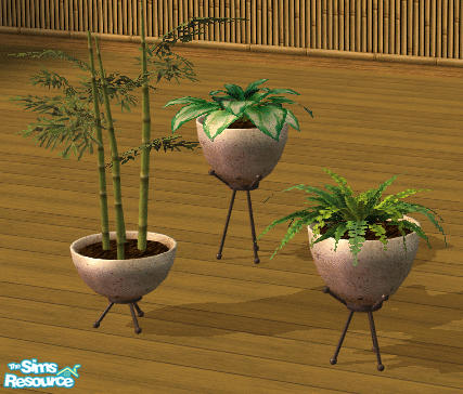 The Sims Resource - Sim Tiki - Bullet Planters in Beige