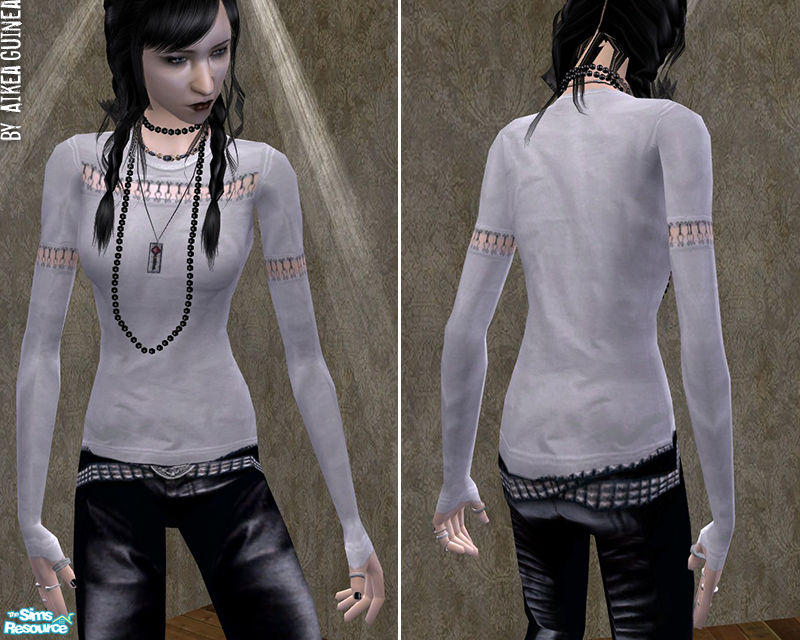 The Sims Resource | Gothic Top for Adult Females - Hooks and Eyes