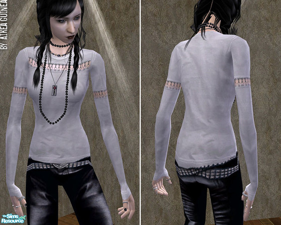 The Sims Resource | Gothic Top for Adult Females - Hooks and Eyes