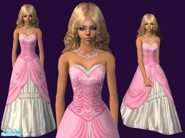 The Sims Resource | pink adult silky2 formal dress