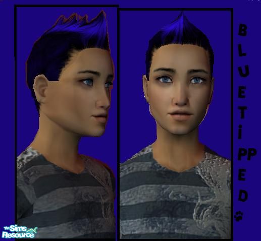 The Sims Resource - Blue Tipped Mohawk