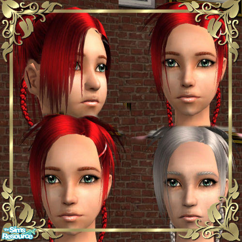 The Sims Resource | Rikku Hair - Dark Red