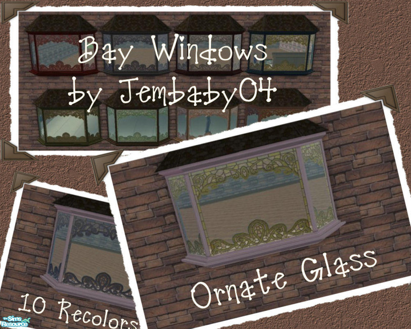 The Sims Resource - Bay Window Ornate Glass Recolors