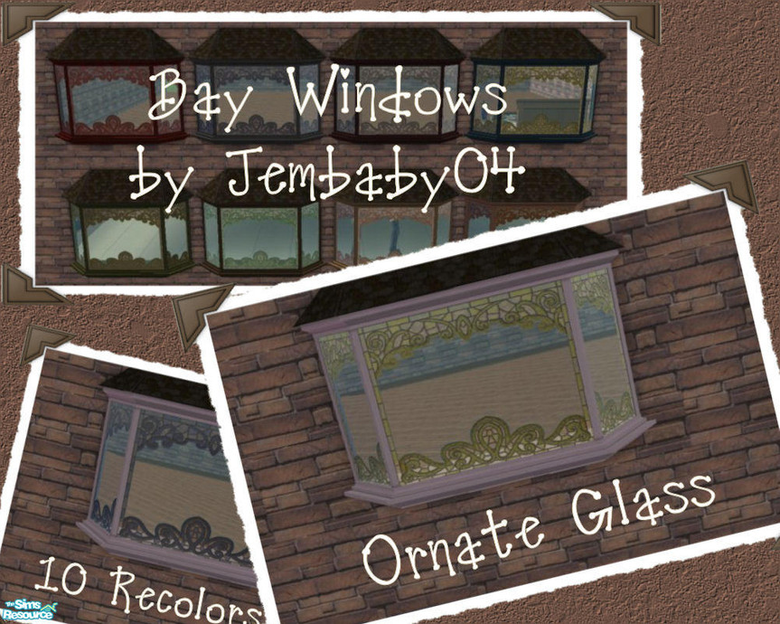 The Sims Resource | Bay Window Ornate Glass Recolors